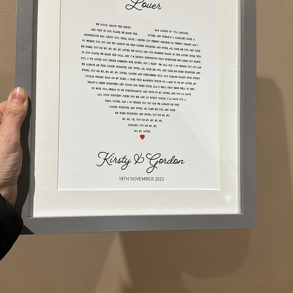 Song Lyrics Heart Print, Favourite Song Lyric Music Wall Art, Custom ...