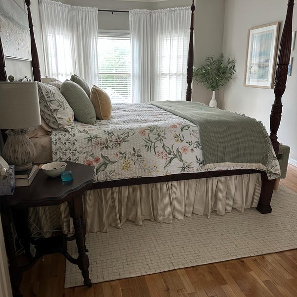 Ticking Stripe Dust Ruffle/bedskirt/green Ticking Dust Ruffle/dust ...