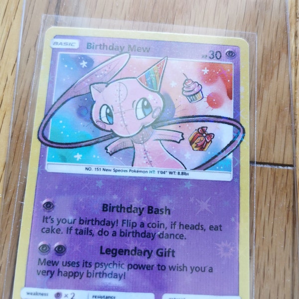 Birthday Mew Celebration Trading Card Cute Gifts for Him and Her Nerdy ...