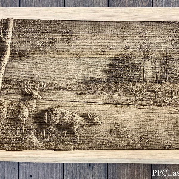 Digital Design File - Deer on the Lake - Glowforge - Laser Ready ...