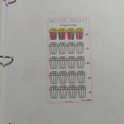 A6 Movie Night Savings Challenge for A6 Cash Envelopes/binders ...