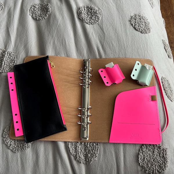 Recycled Leather A4 Ring Binder With Washer and Tie in 26 Colours - Etsy UK