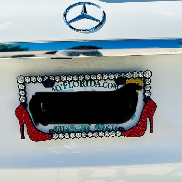 Clear Daisy Flower Crystal Sparkle Auto Bling Rhinestone License Plate ...