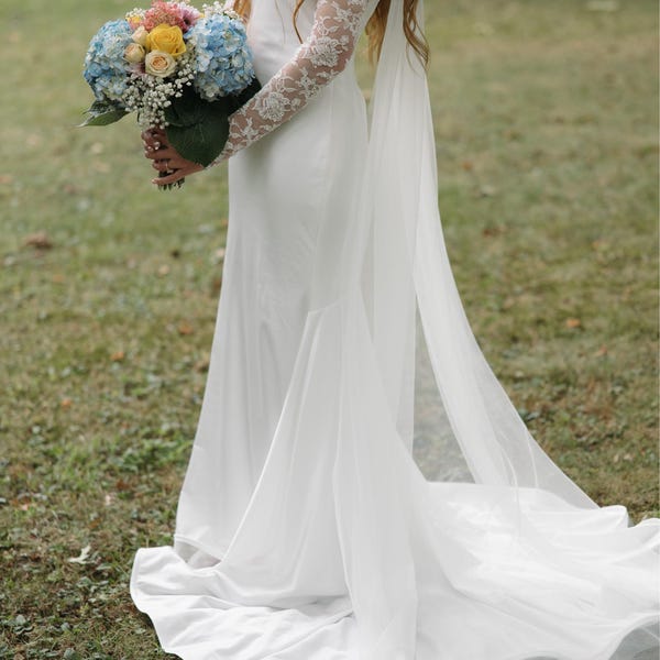 Modern Veil Extra Wide Double Layered Two Tier Veil Barely There Ivory ...