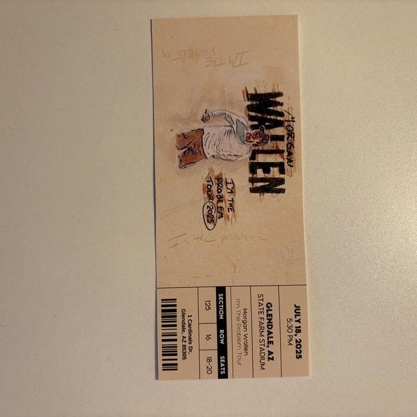 Physical Horizontal Ticket Custom Personalized Laminated Concert Ticket ...