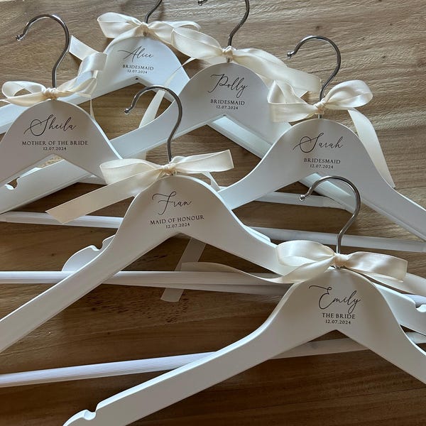 Engraved Hangers for Wedding, Personalised White Coat Hanger for Bride ...