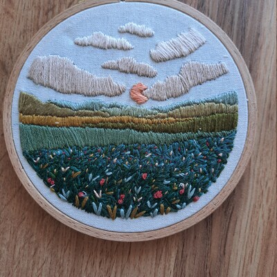 Mini Meadow Embroidery Pattern. DIY Embroidery Craft. Landscape Art ...