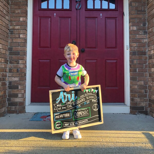 17x23 Reusable Hand-painted First Day of School Chalkboard/personalized ...