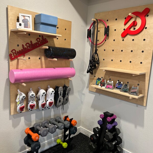 Modern Wooden Pegboard Wall Modular Floating Shelves for Playroom Gym or Retail Display 36 Inch ...