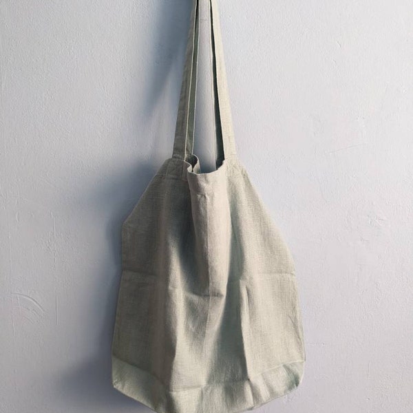 Light Blue Linen Tote Bag, Natural Linen Bag for Everyday Use, Sky Blue ...