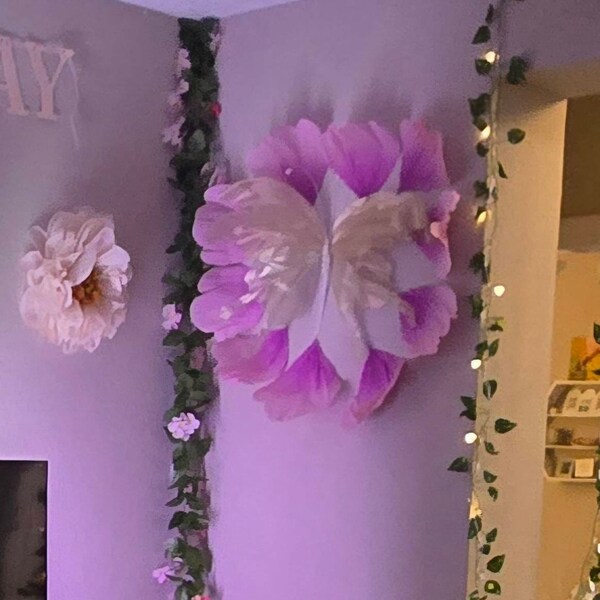Giant Daisy Flower Wire Mesh Yarn Flowers 3 Pieces With Stem and Bases ...