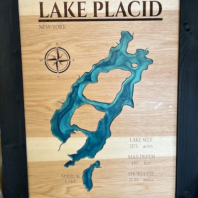Custom Resin Lake Inlaid Compass Map/ Custom Any Lake Map/ Resin Lake ...