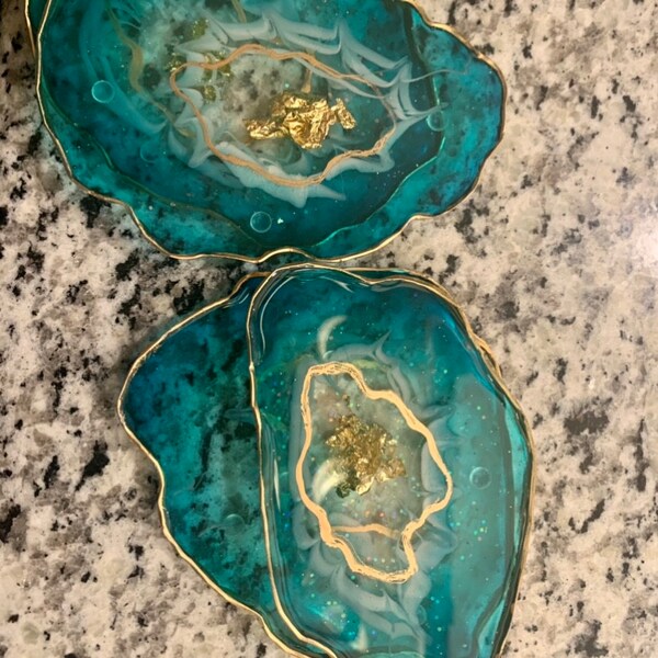 Custom Resin Geode Coasters, Agate Slice Coaster Set, Personalized ...