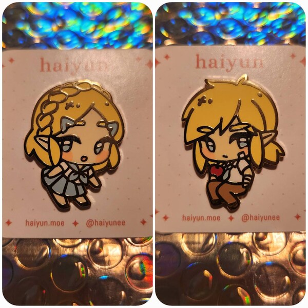 BOTW School Days Zelda & Link Hard Enamel Pins / Legend of Zelda ...