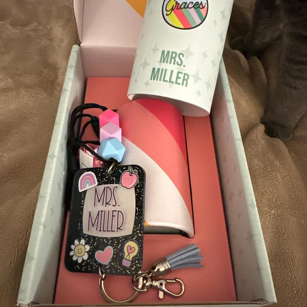 Teacher Subject Lanyard - Personalized Lanyard for ID Badge - Beaded ...