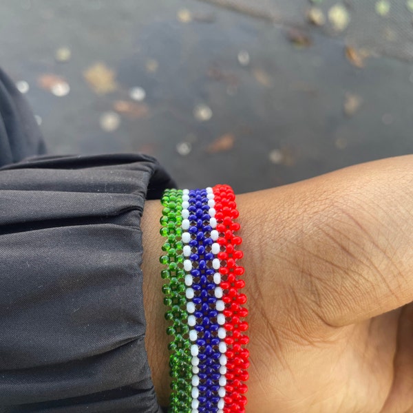 West African Countries Flag Beaded Bracelet Nigeria Ghana Gambia Congo ...