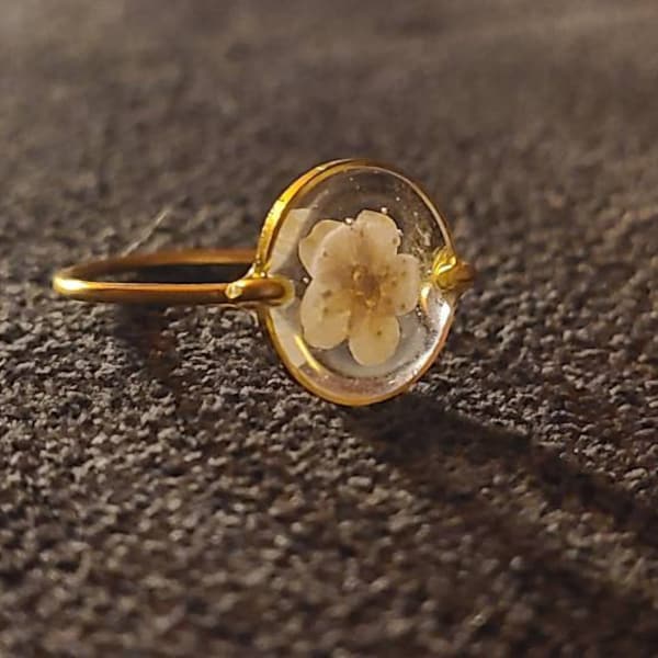 Real Flower Ring/resin Ring/pressed Flower Resin Ring/plant Ring ...
