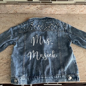 Custom Bridal Denim Jacket With Pearls Personalized Mrs. Jean - Etsy