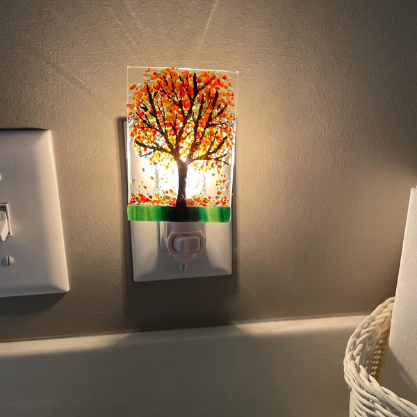 Rainbow Tree Fused Glass Night Light: Nature Inspired Accent Light - Etsy