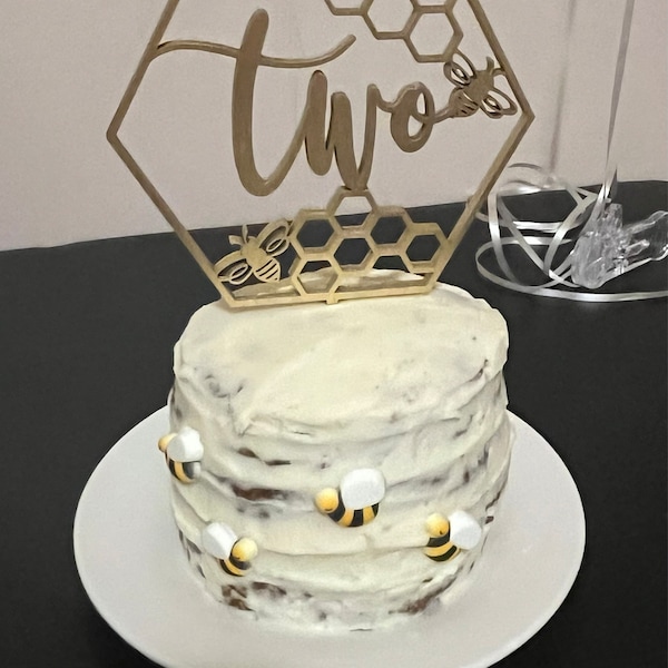 Custom Bee Cake Topper Personalized Honeycomb Cake Topper Bee Themed ...