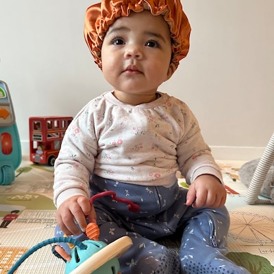 Blue Satin Baby Hair Bonnet, Unisex Hair Bonnet for Kids, Baby Bonnet ...