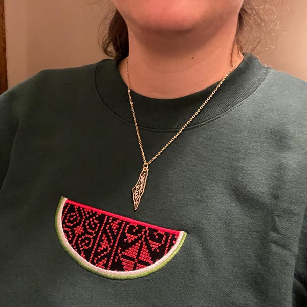 Embroidered Palestine Sweater Tatreez Watermelon for Palestine Map ...