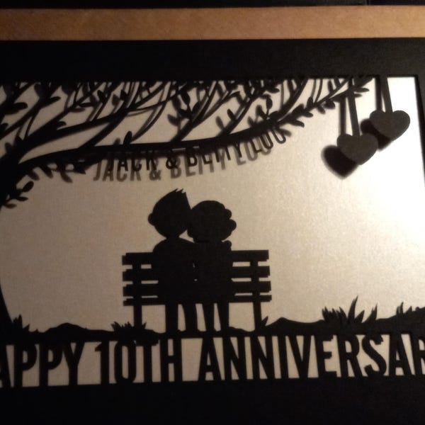 Anniversary Card Personalised Papercut Card, Wedding Anniversary ...