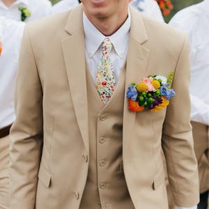 Wildflower Tie Watercolour Floral Neck Tie for Spring Wedding Wild ...