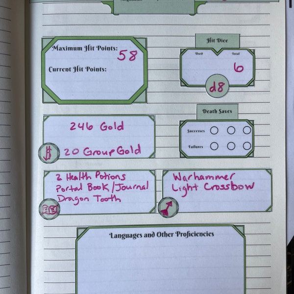 Dry Erase Character Sheet Stickers Dungeons and Dragons - Etsy