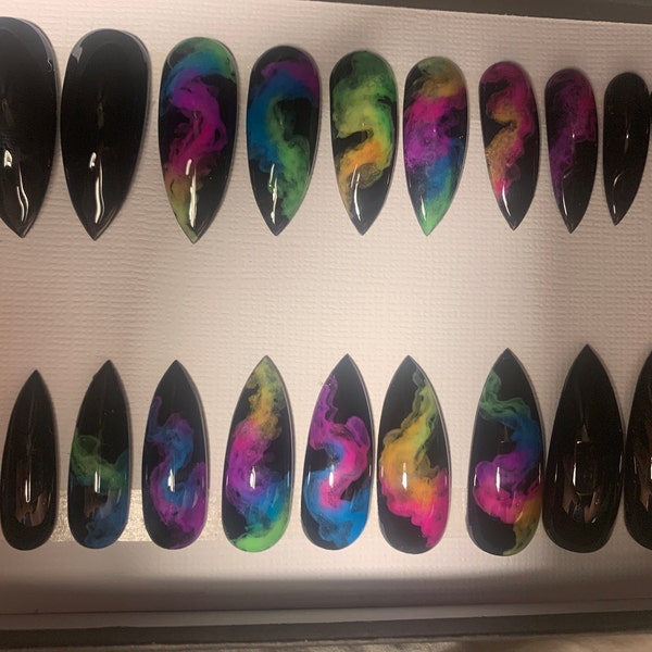 Neon Smoke Nails | Smoke Nails | Neon | Neon Nails | Nails | Press on ...