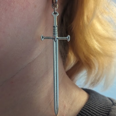 Upside Down Silver Cross Pendant Necklace, Gothic Alternative Necklace ...