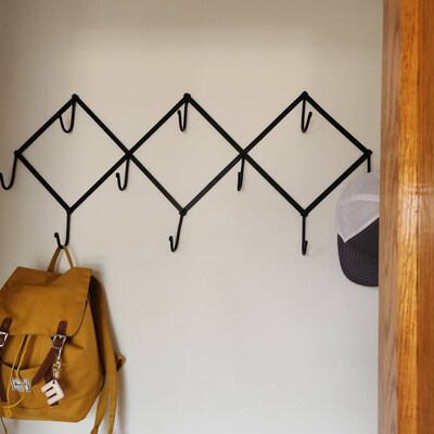 Vintage Style Folding Hand Forged IRON Metal Expending Accordion Rack W ...