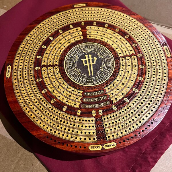 Hexagonal Cribbage Board 11.5 for 4 Players 120 Points in Wood With ...