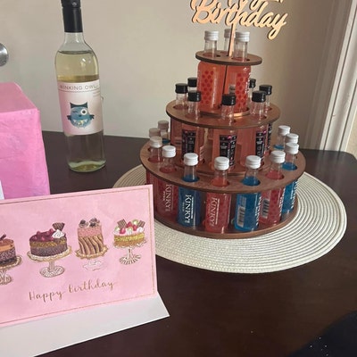 3 Tier Shot Cake, 21st Birthday Gift, Mini Liquor Bottle Stand, Funny ...