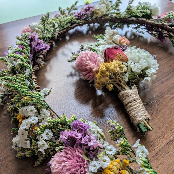 Handmade Dried Flower Crown: Bohemian Bridal Hair Wreath - Etsy