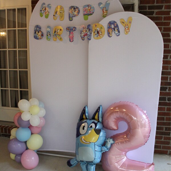Bluey Balloon Licensed by Anagram Tower Kit Blue Dog Birthday Pastel ...