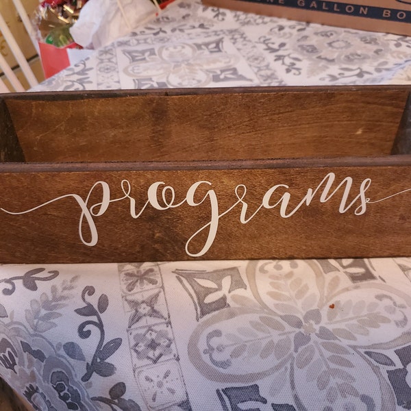 Programs Box, Wood Programs Box, Wood Programs Holder, Wedding Programs ...