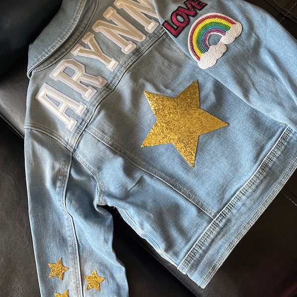 Denim Jacket With Fabric Panel - Etsy