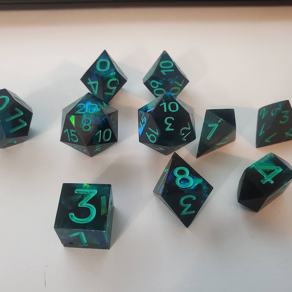 Lightning Storm | Handmade | Sharp Edge Dice Set | Dungeons & Dragons ...