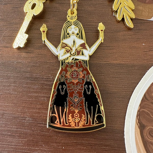 Hecate Keychain - Greek Mythology Goddess Guidance Golden Amulet ...