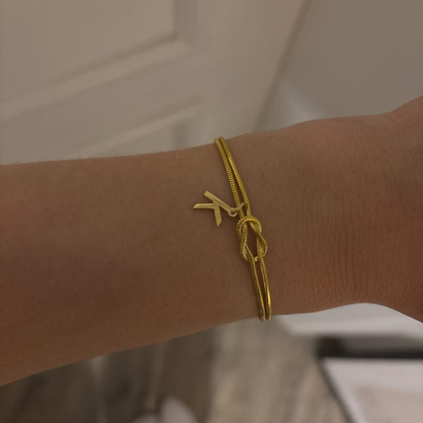 Custom Initial Knot Bracelet Couple Set,symbol of Love and Unity ...
