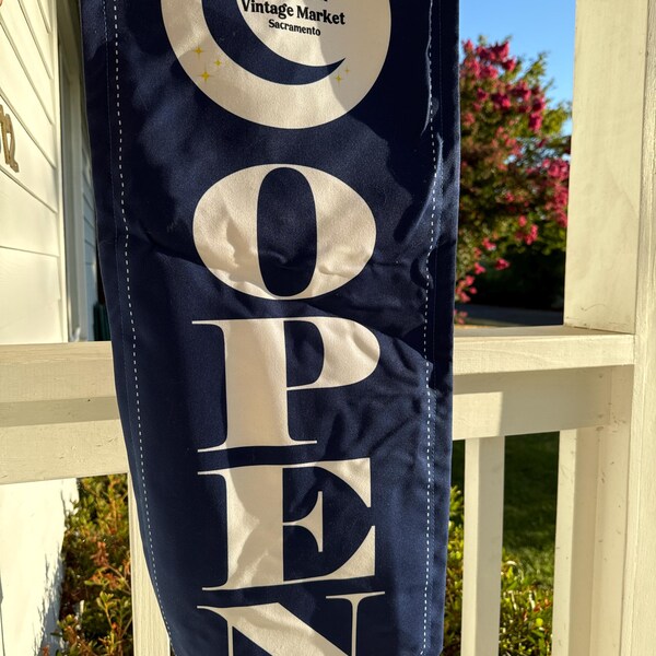 BASIC OPEN Flag Double Sided Heavy Weight Canvas Handmade Pole ...