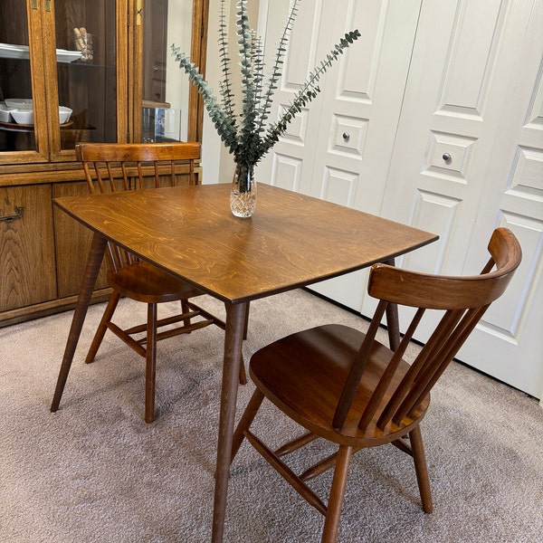 Square Oak Wood Dining Table, Mid Century Modern Rustic Dine Table ...