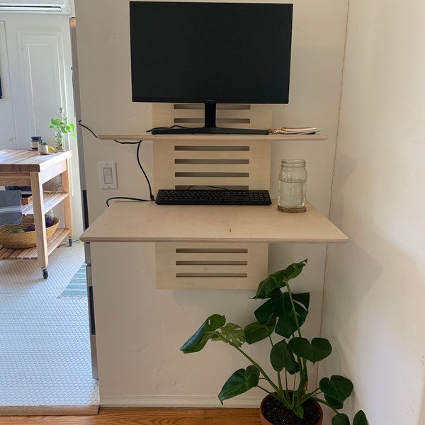Wallstand Standing Desk Wall Mounted Ergonomic Office With Adjustable ...
