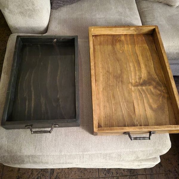 Handmade Rustic Wood Serving Tray, Farmhouse Ottoman Centerpiece - Etsy