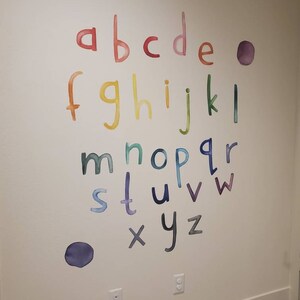 Lowercase Rainbow Watercolor Letters Fabric Wall Decal - Etsy