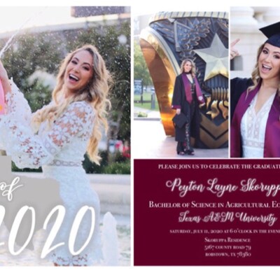 Custom Texas A&M Graduation Announcements Invitations Downloadable PDF ...