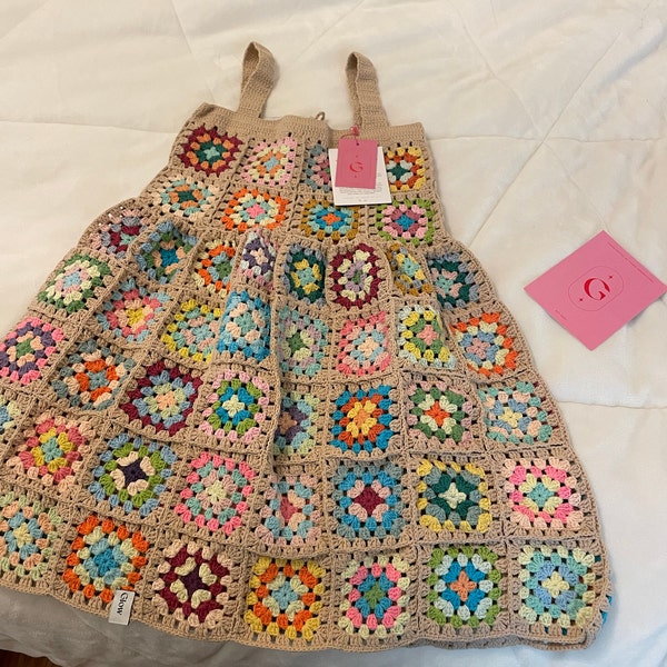 Glowbysely/ Dreamy Kelly Dress/ Crochet Granny Square / Colotful ...