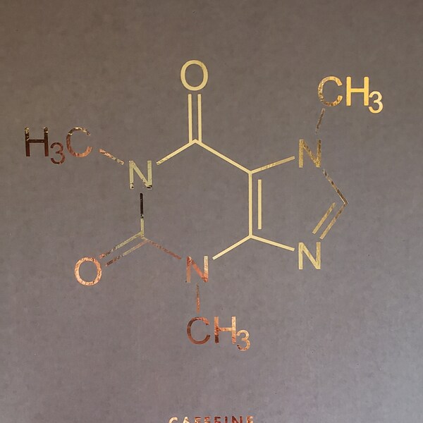 Caffeine Molecule Art Foil Print - Coffee Molecule - Chemistry Art ...