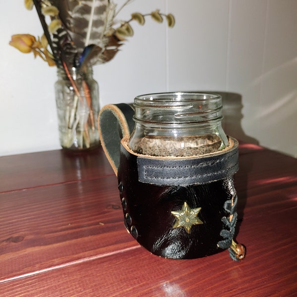 Brown Leather Mason Jar Sleeve - 3 Pack - Etsy